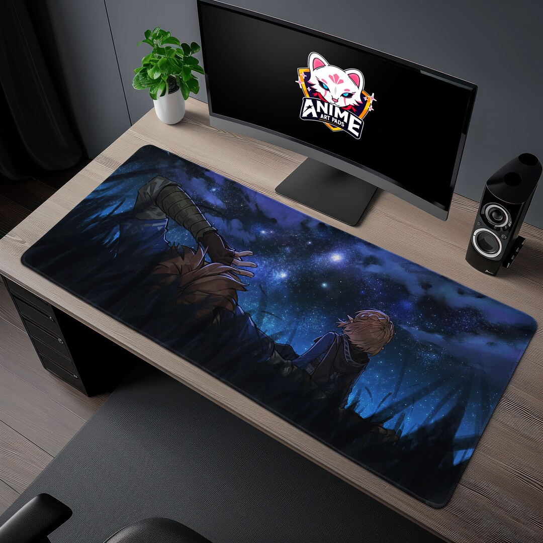 Zelda Starry Night Adventure Desk Mat, Reflective Sky Scene, Ideal for ...