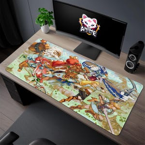 Legend of Zelda Battle Scene Desk Mat Epic Characters Combat Mouse Pad ...