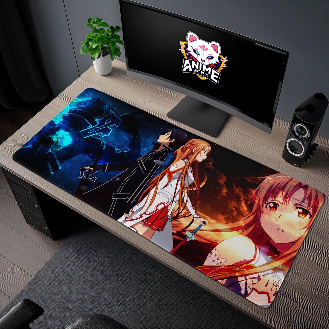 Sword Art Online Desk Mat Kirito and Asuna Dual World Anime Mouse Pad ...