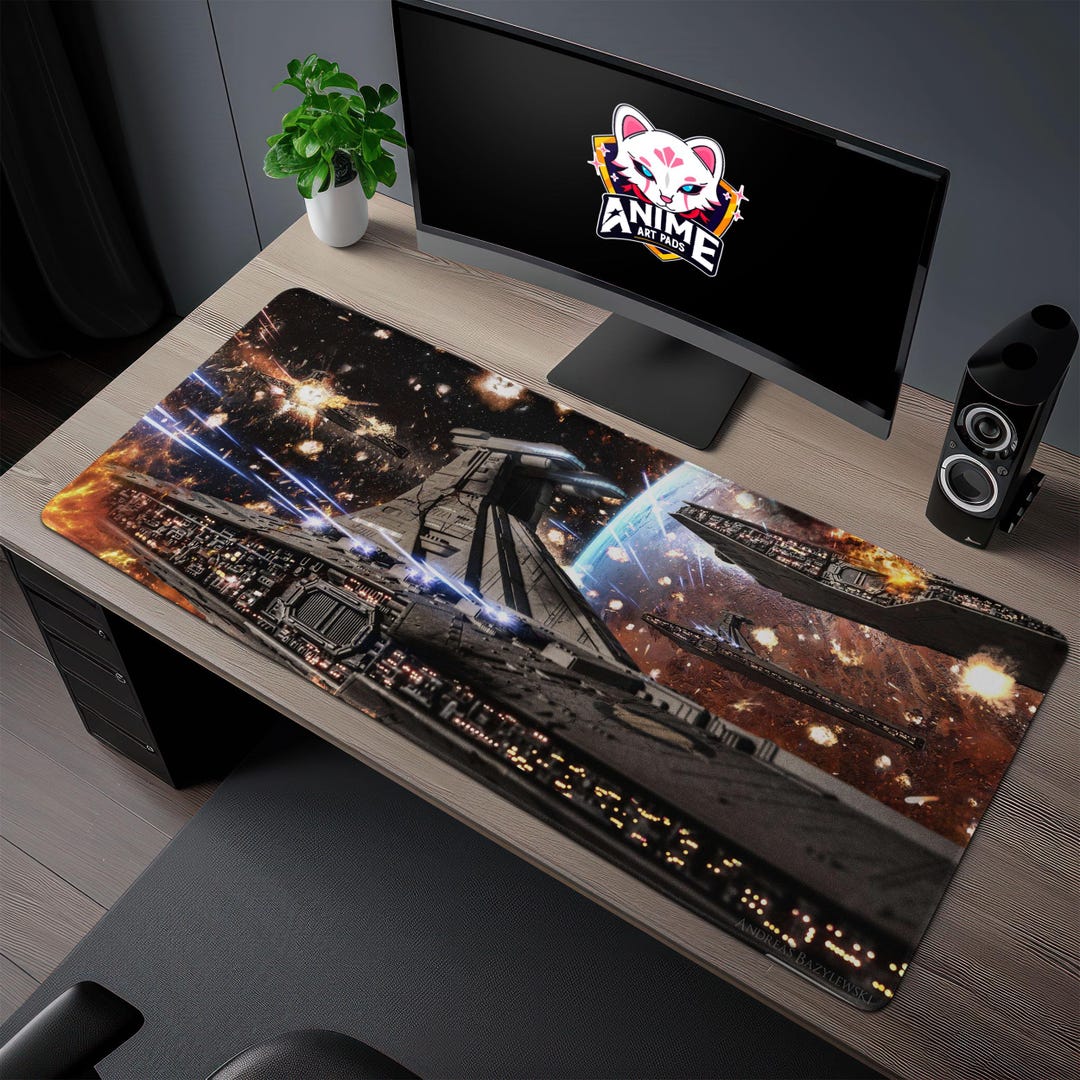 Star Wars Space Fleet Battle Desk Mat Epic Starship Conflict Mouse Pad ...