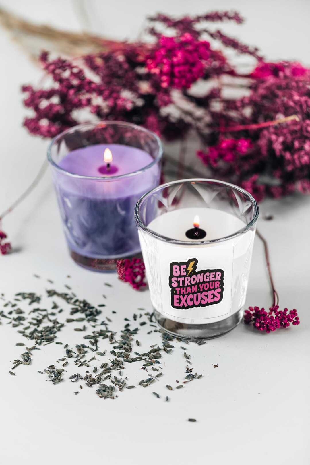 Candle, Be Stronger Than Your Excuses, Positive Candles, Motivational ...