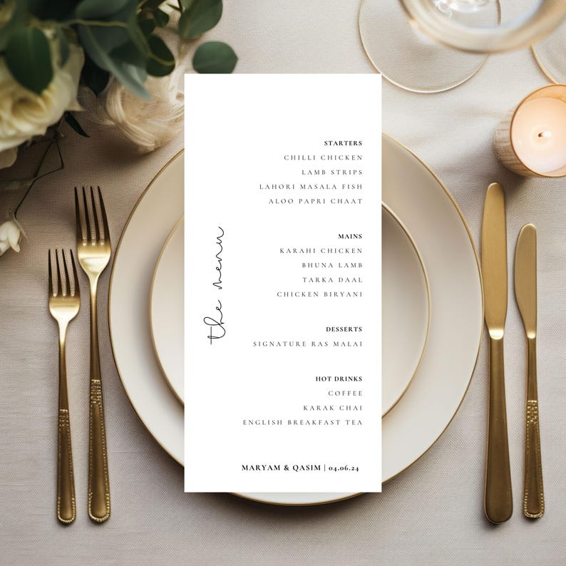 Minimal Menu Template - Etsy