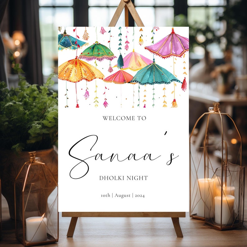 Dholki Welcome Sign Template - Etsy
