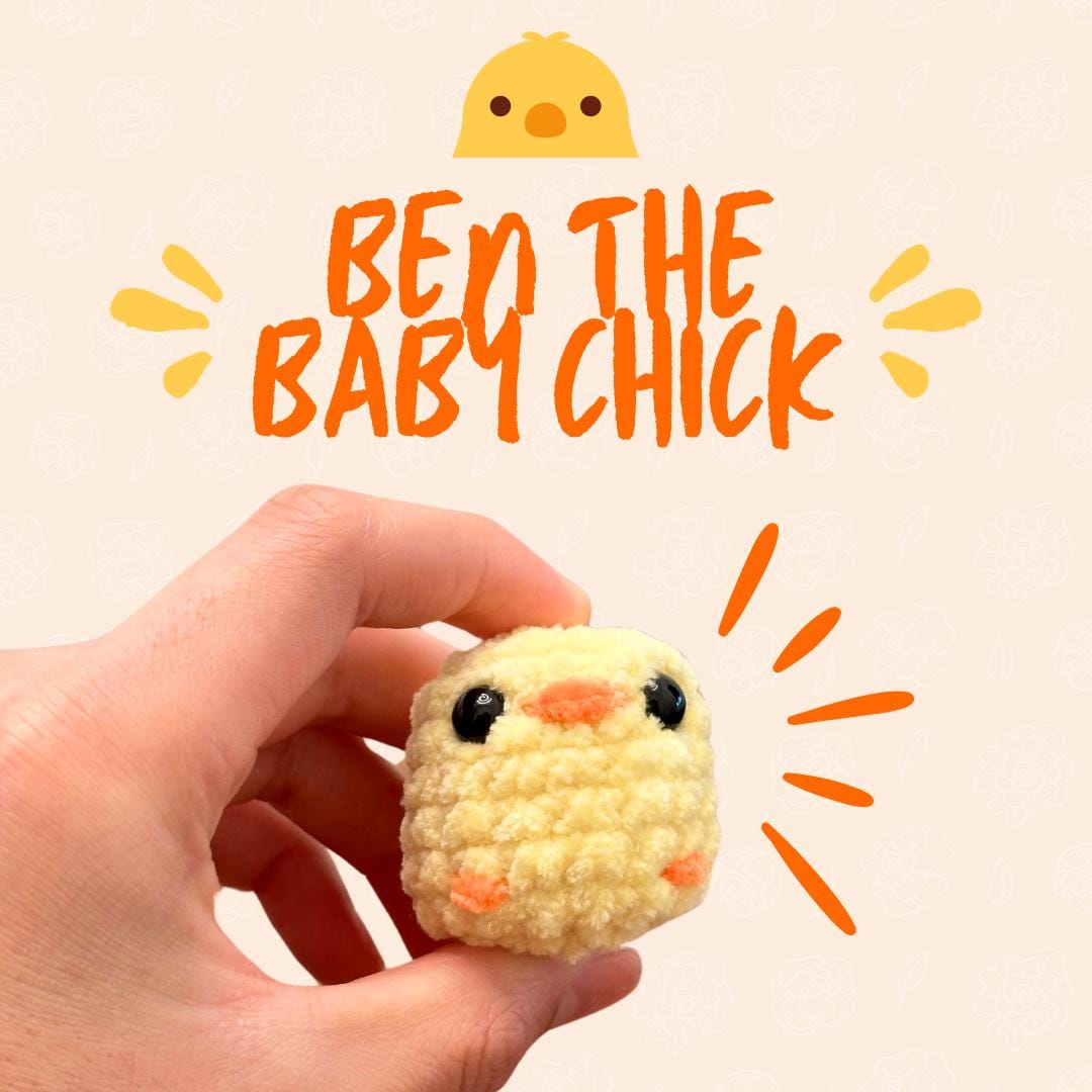Ben the Baby Chick Cute Tiny Small Crochet Plushie Handmade Stuffed ...