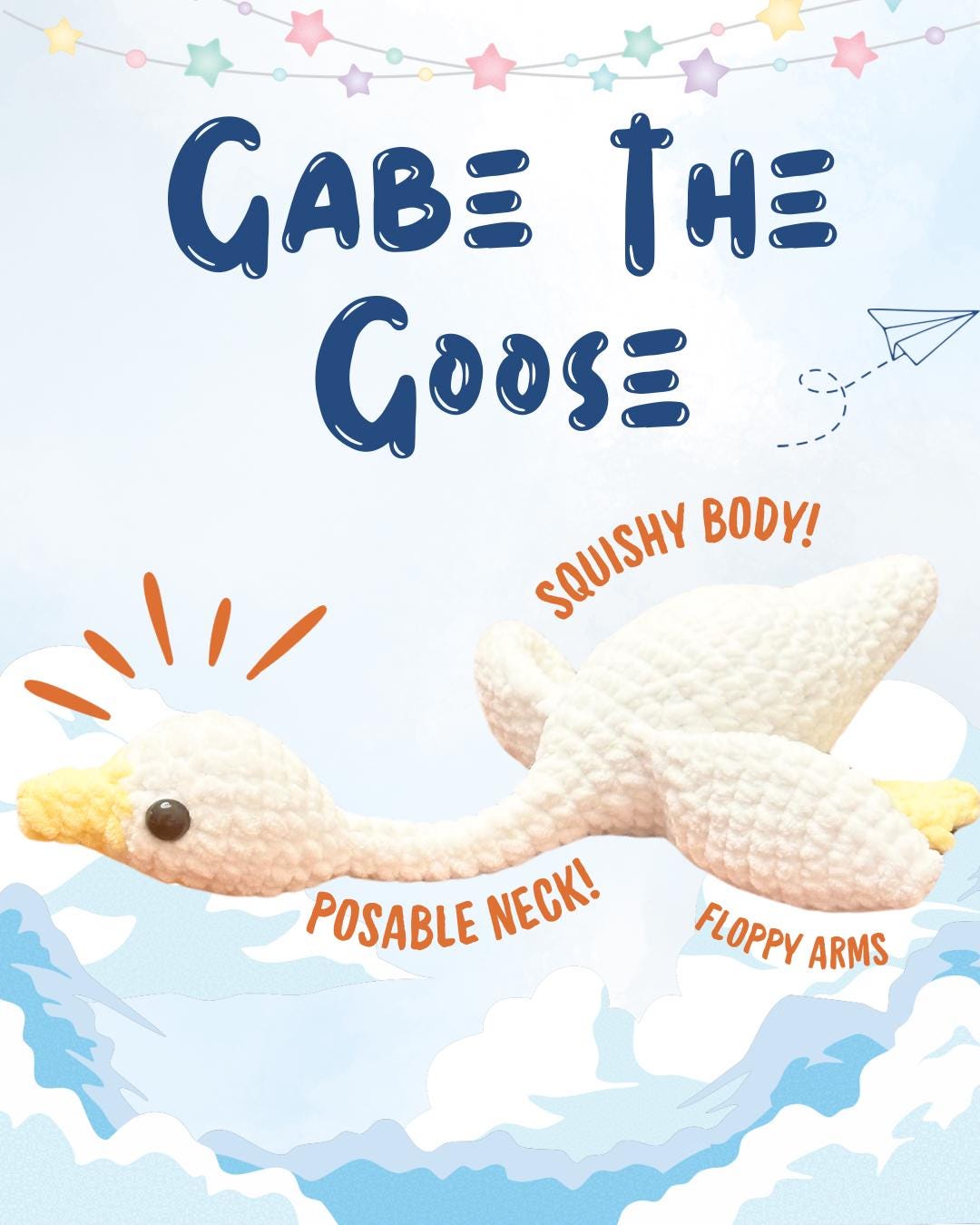Gabe the Goose Posable Plushie Crochet Stuffed Animal Plush Handmade ...