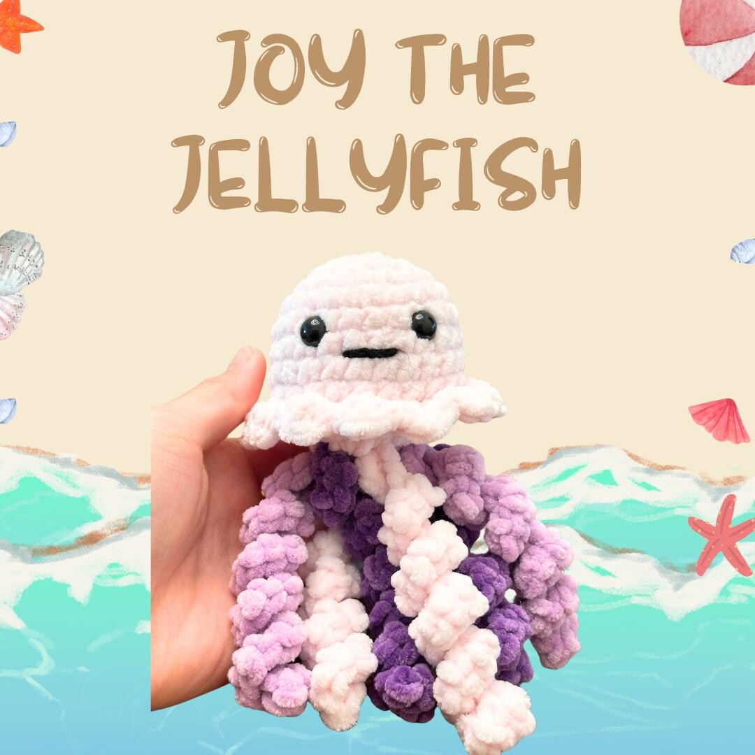 Jiggly the Jellyfish Crochet Small Plushie Toy Plush Stuffed Animal ...