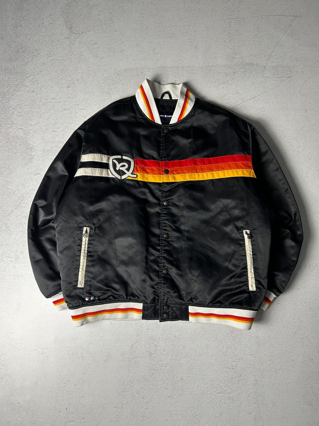 Vintage Jacket, Rocca Wear Satin Jacket, Black Jacket, Bomber Jacket ...