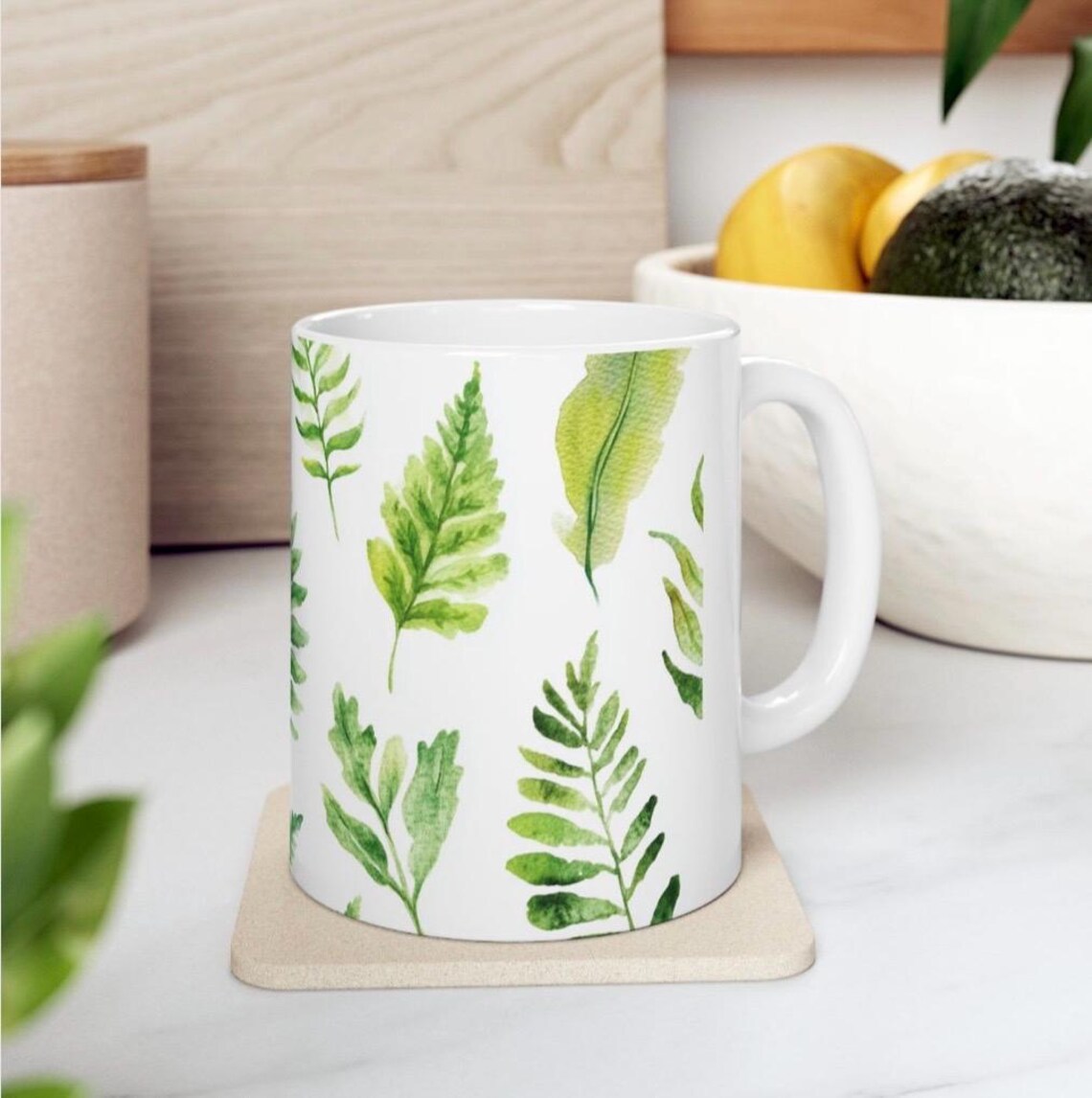Watercolor Fern Mug, Fern Tea Cup, Plant Lover Mug, Housewarming Gift ...