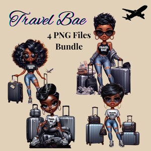 Black Girl Travel PNG Bundle Travel Bae Clipart Digital Download for ...