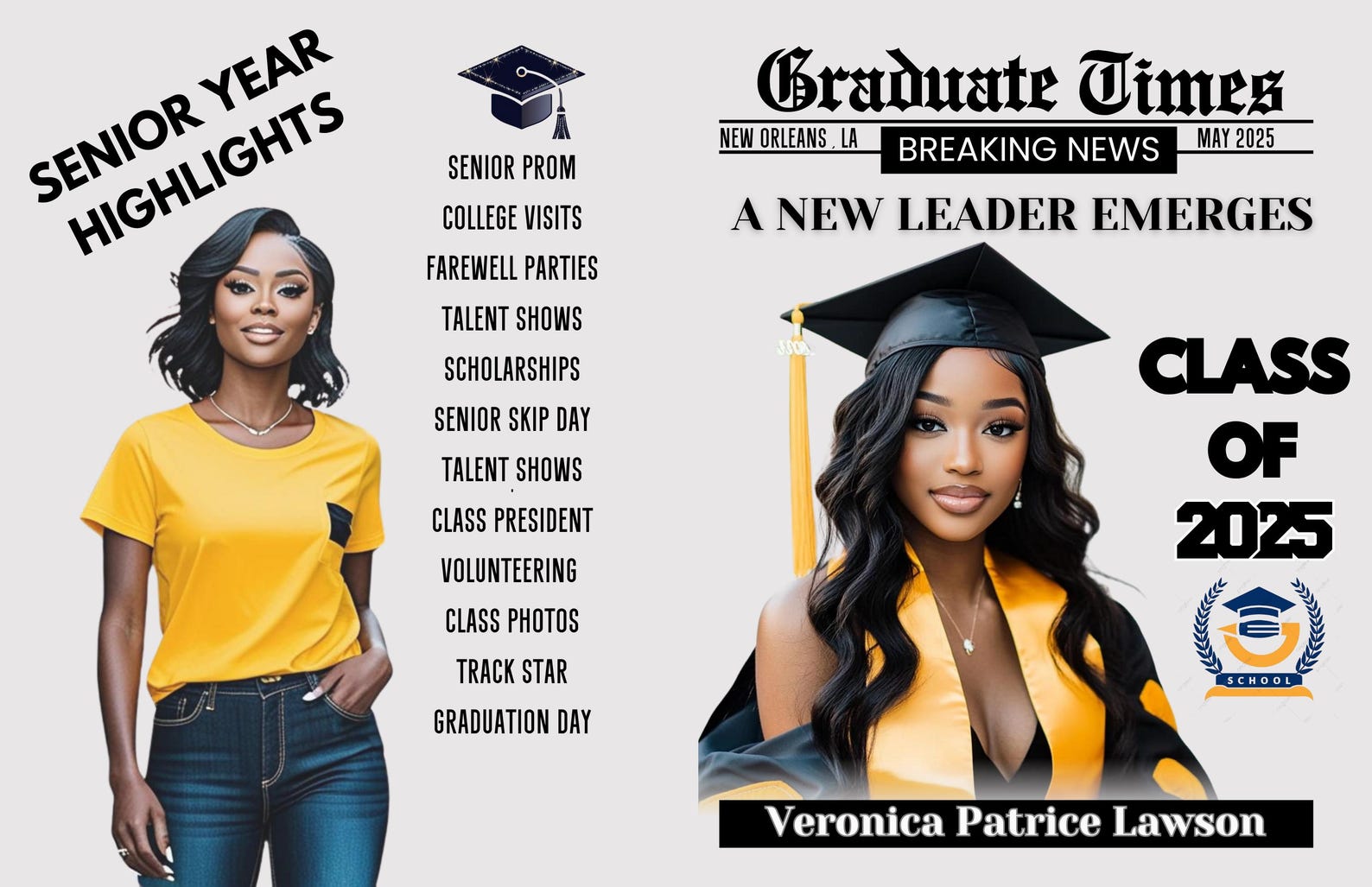 Canva Graduation Newspaper Template, 11X17 Graduation Newspaper, Editable Template, Newspaper ...