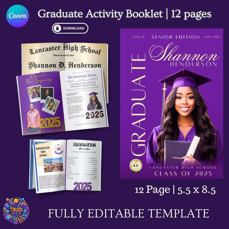 Graduation Magazine Activity Booklet| 12-page Editable | Booklet ...