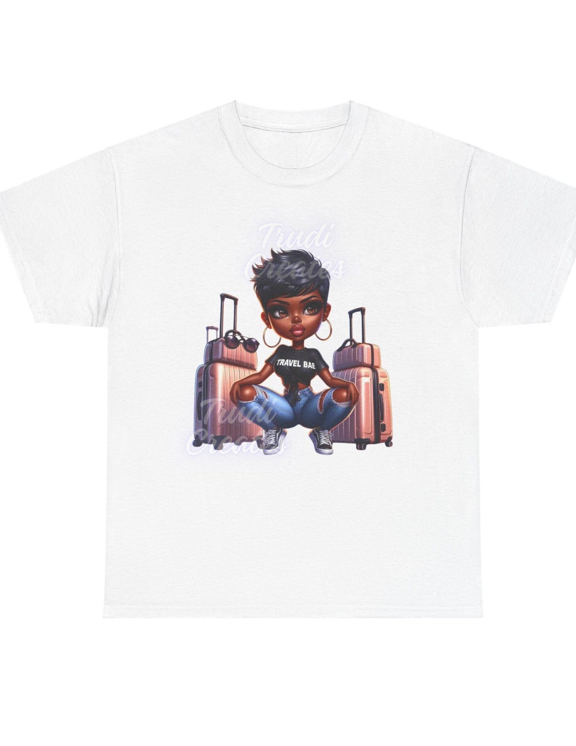 Travel Bae Clip Art Bundle, Black Woman Clip Art, Stickers, Chibi Girl ...