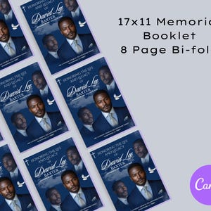 11x17 Memorial Funeral Booklet Program Template |navy Suit| 8 Page ...