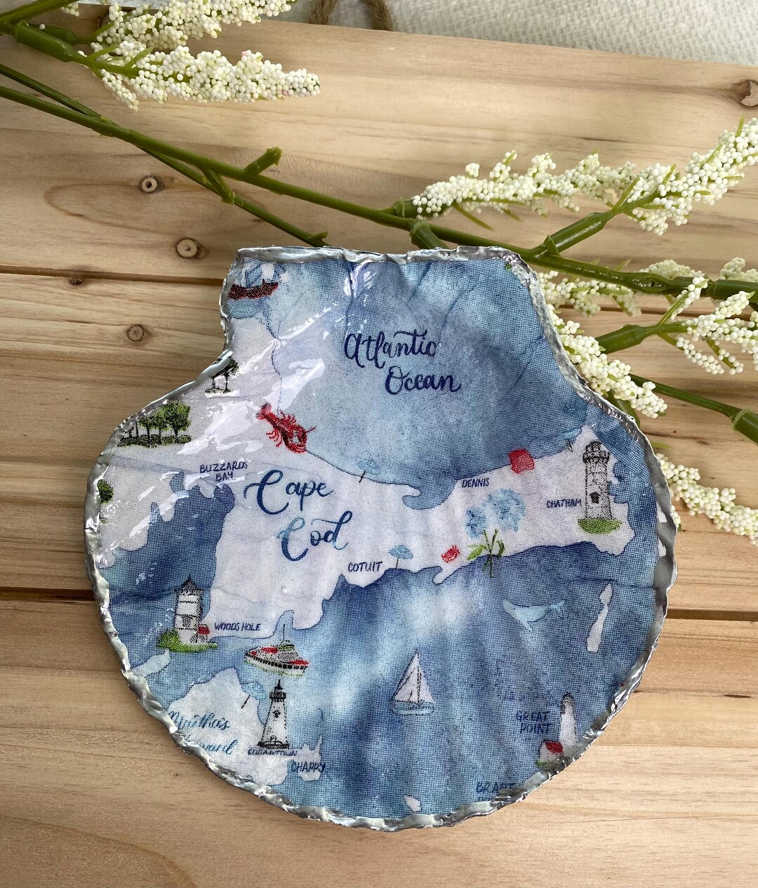 Cape Cod Scallop Shell Coastal Decor Ring Dish Trinket Bowl Gift ...