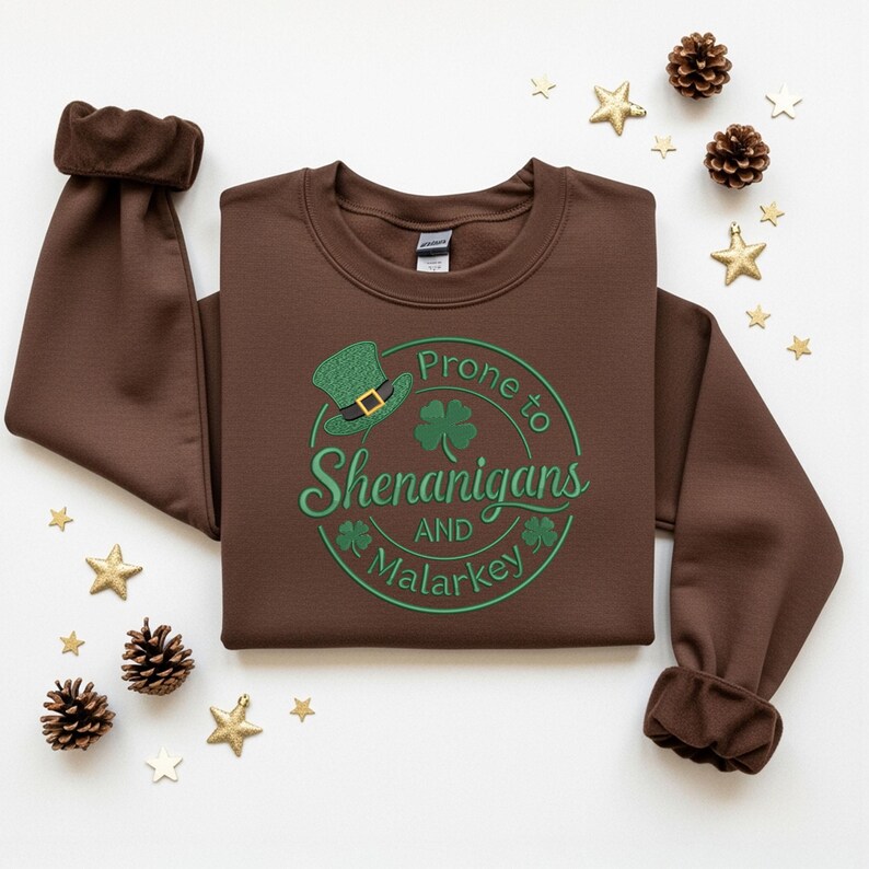 Prone to Shenanigans and Malarkey Embroidery, St Patrick Day Shamrock ...
