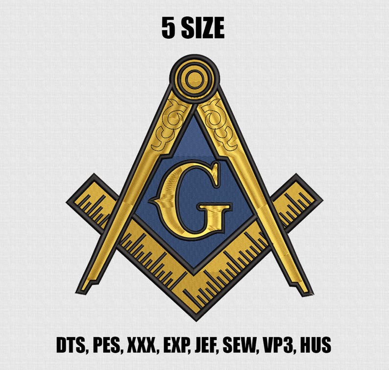 Freemasons Square and Compasses Symbol Embroidery Design, Vintage Great ...