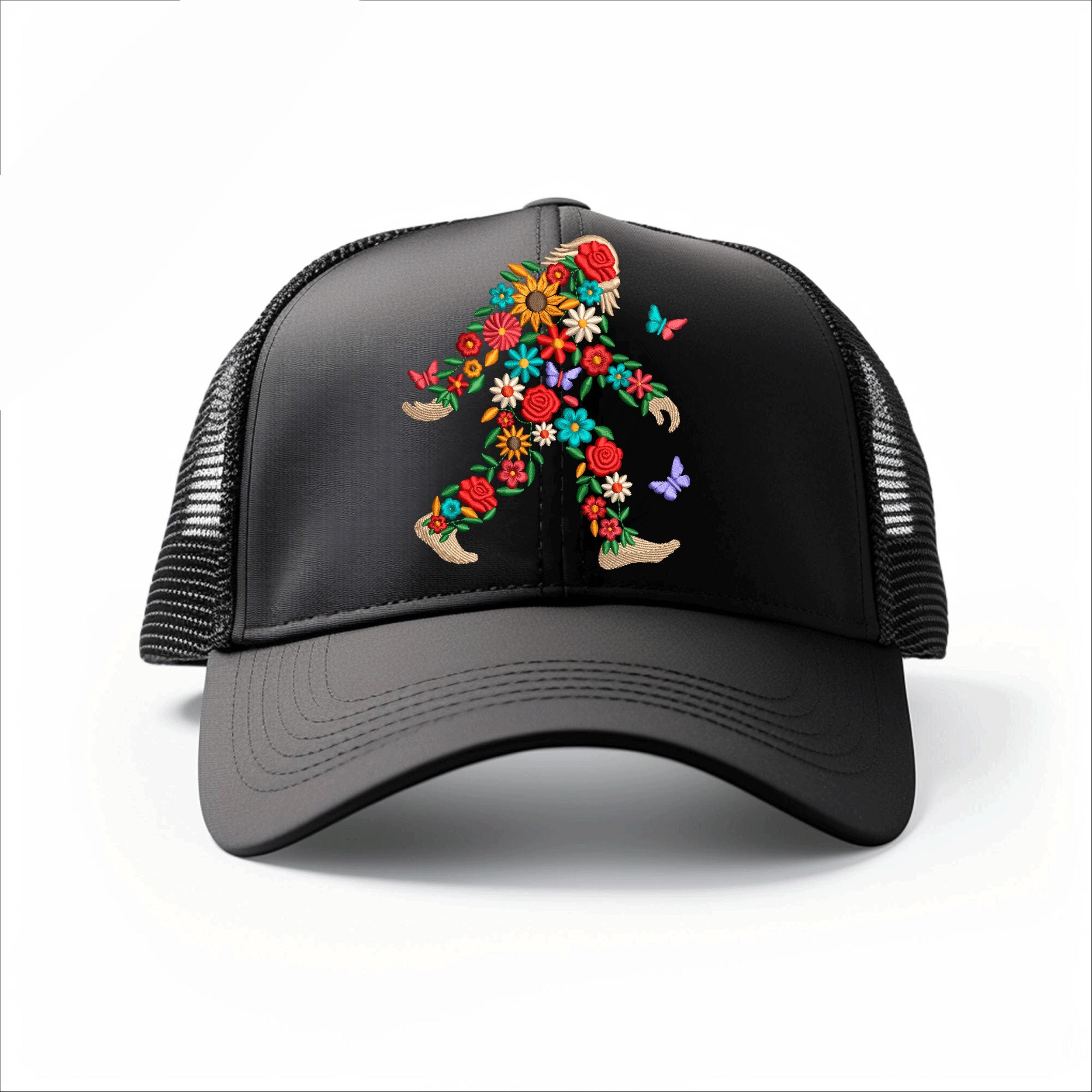 Bigfoot Floral Embroidery Design, Colorful Sasquatch Embroidery ...