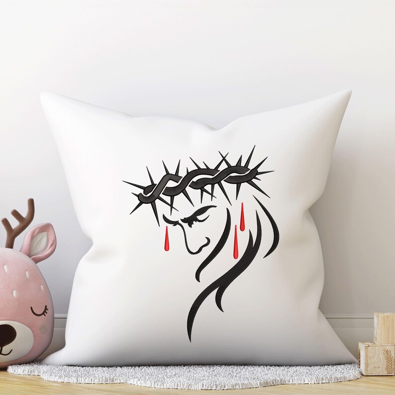 Jesus Embroidery, Jesus Crown of Thorns Stitch, Jesus Christian Stitch ...