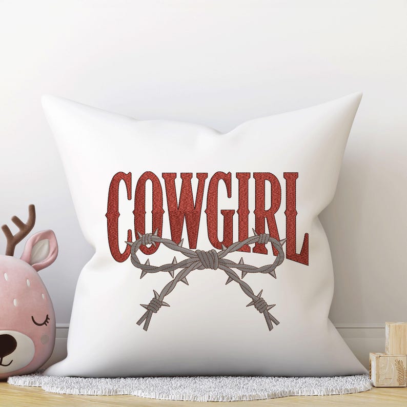 Cowgirl Barbed Wire Embroidery Design, Cowgirl Embroidery, Barbed Wire ...