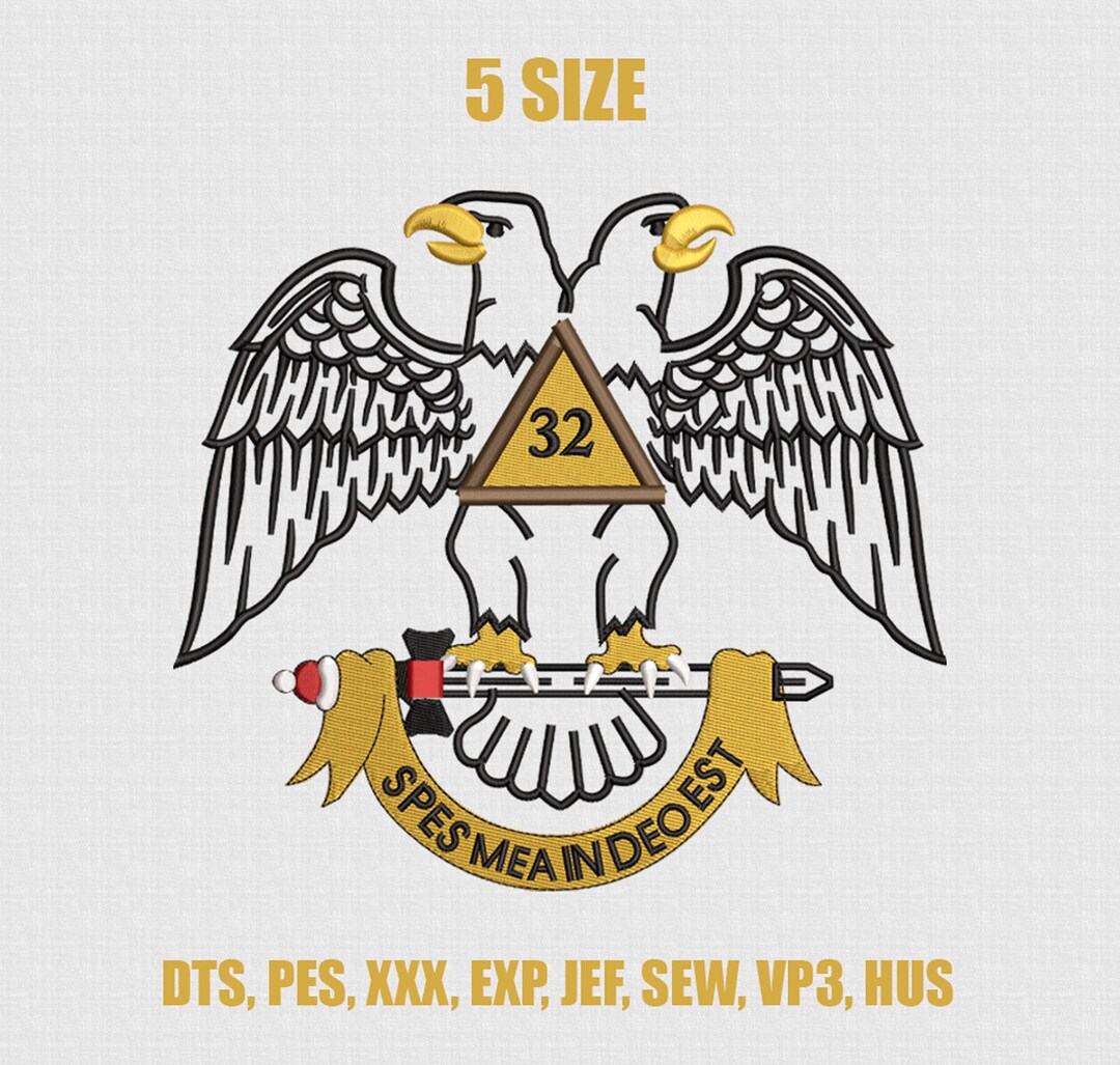 32 Degree Double-headed Eagle Embroidery Design, Fraternal Emblem ...