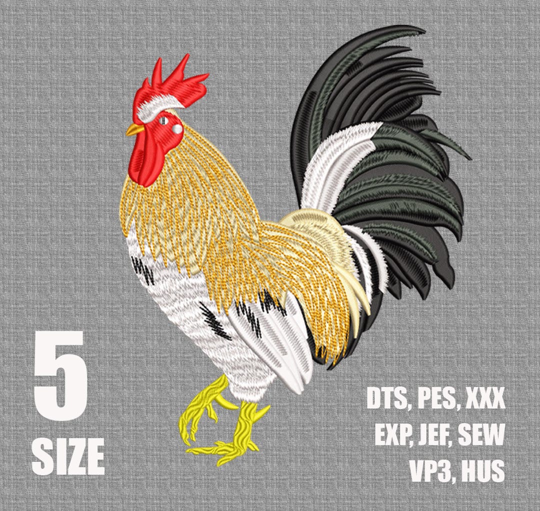 Rooster Embroidery Design, Rustic Chicken Embroidery Pattern, Country ...