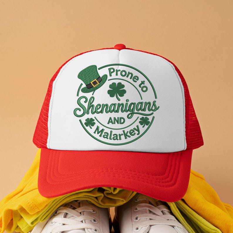 Prone to Shenanigans and Malarkey Embroidery, St Patrick Day Shamrock ...