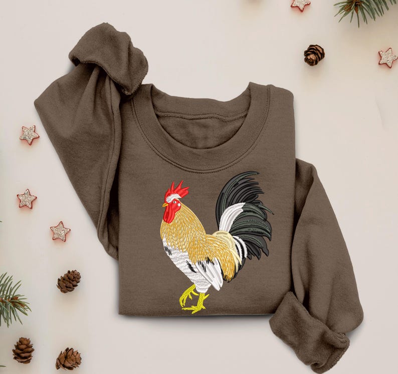 Rooster Embroidery Design, Rustic Chicken Embroidery Pattern, Country ...