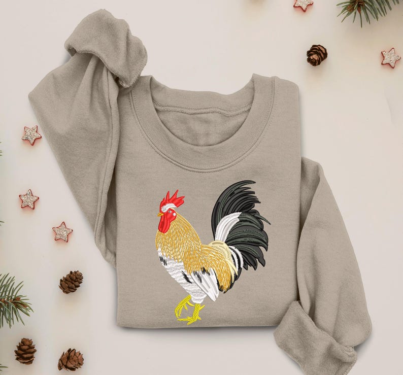 Rooster Embroidery Design, Rustic Chicken Embroidery Pattern, Country ...