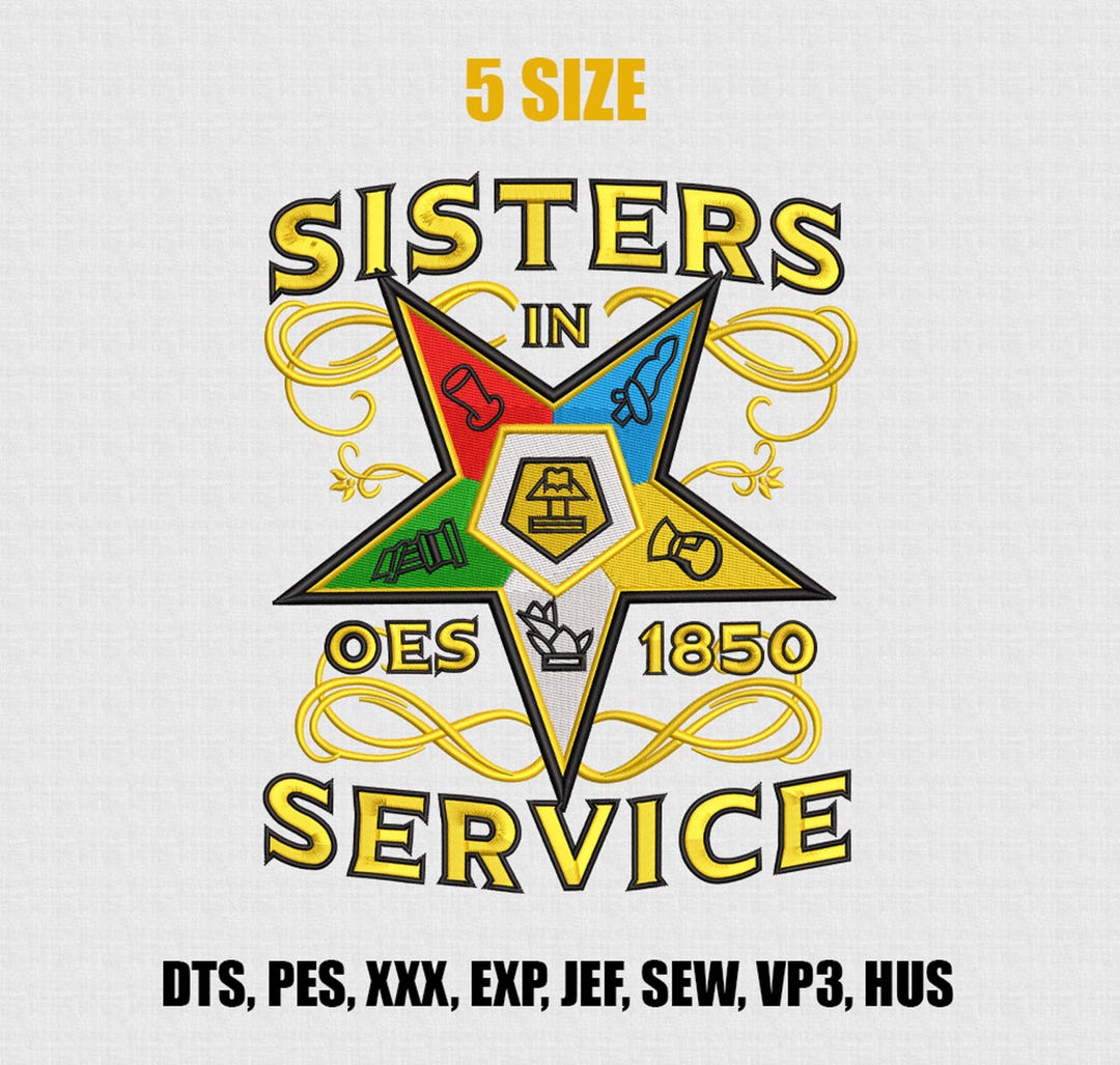 OES Star Symbols Embroidery, Order of the Eastern Star Logo Embroidery ...