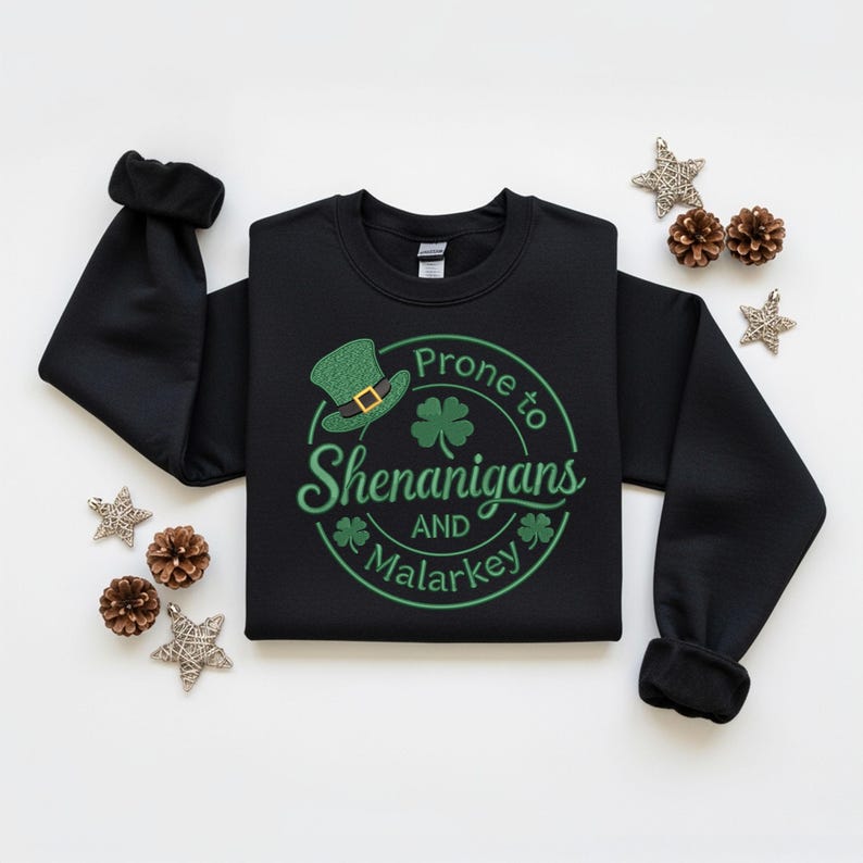 Prone to Shenanigans and Malarkey Embroidery, St Patrick Day Shamrock ...