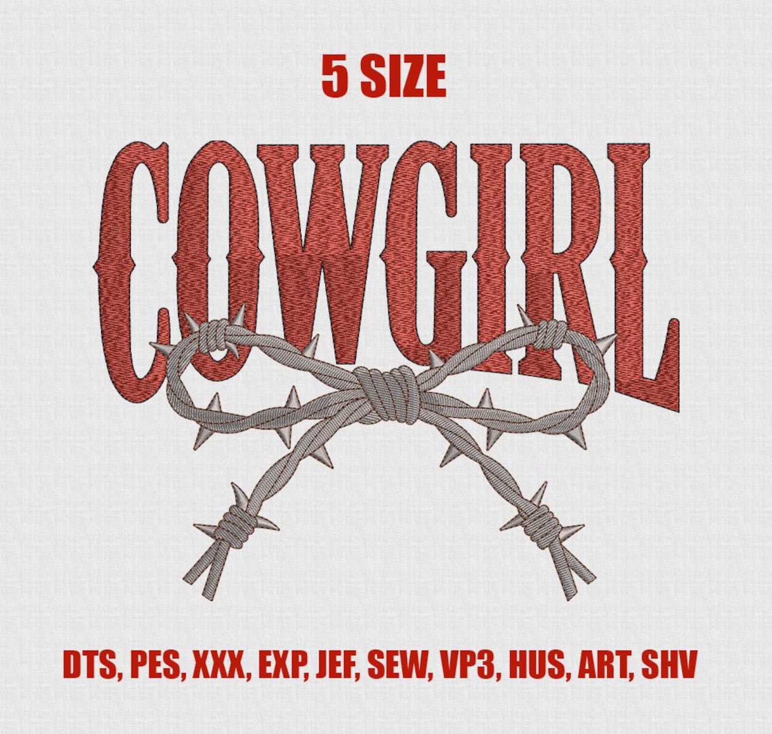 Cowgirl Barbed Wire Embroidery Design, Cowgirl Embroidery, Barbed Wire ...