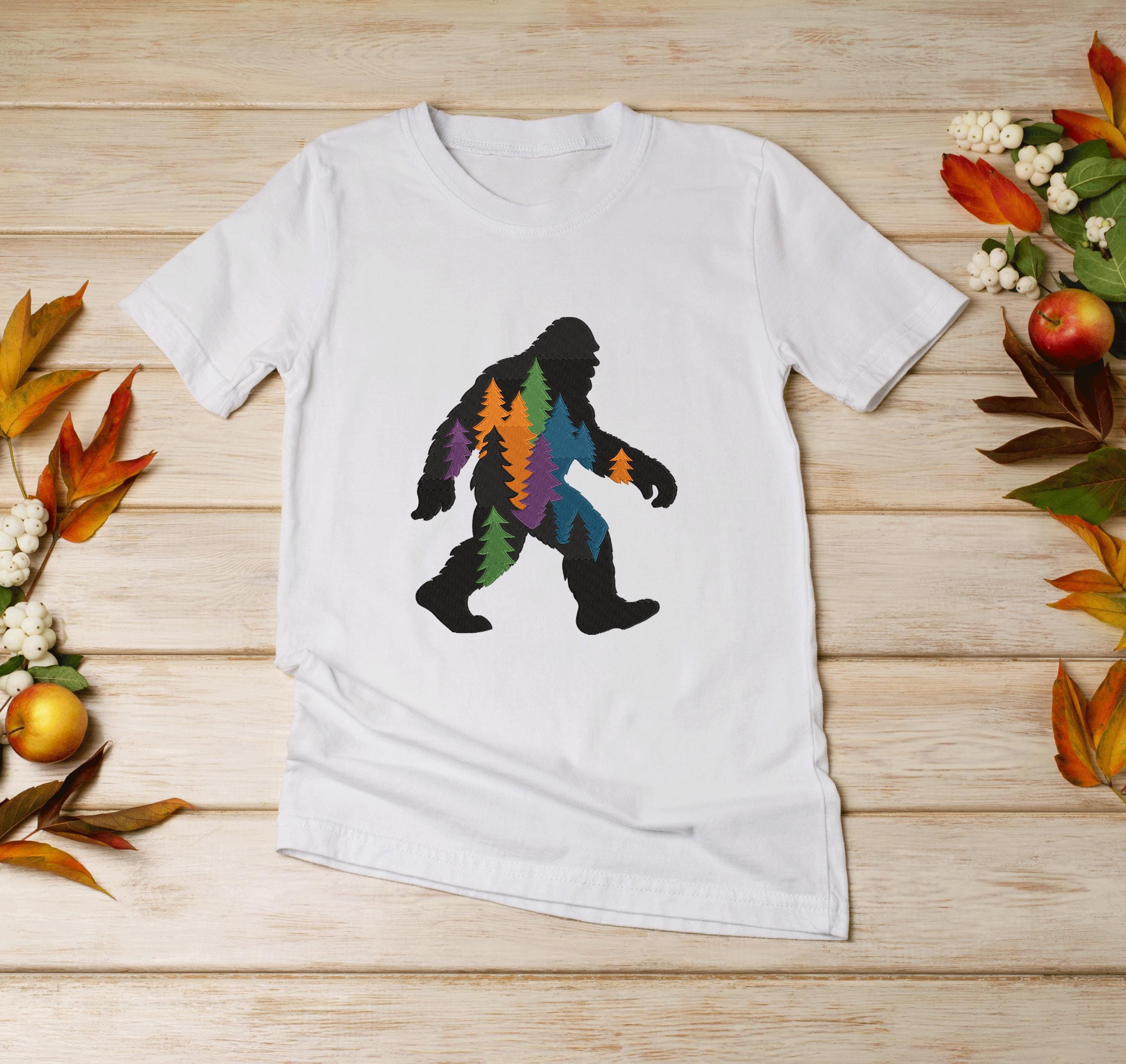 Bigfoot Forest Embroidery Design, Colorful Sasquatch Embroidery ...