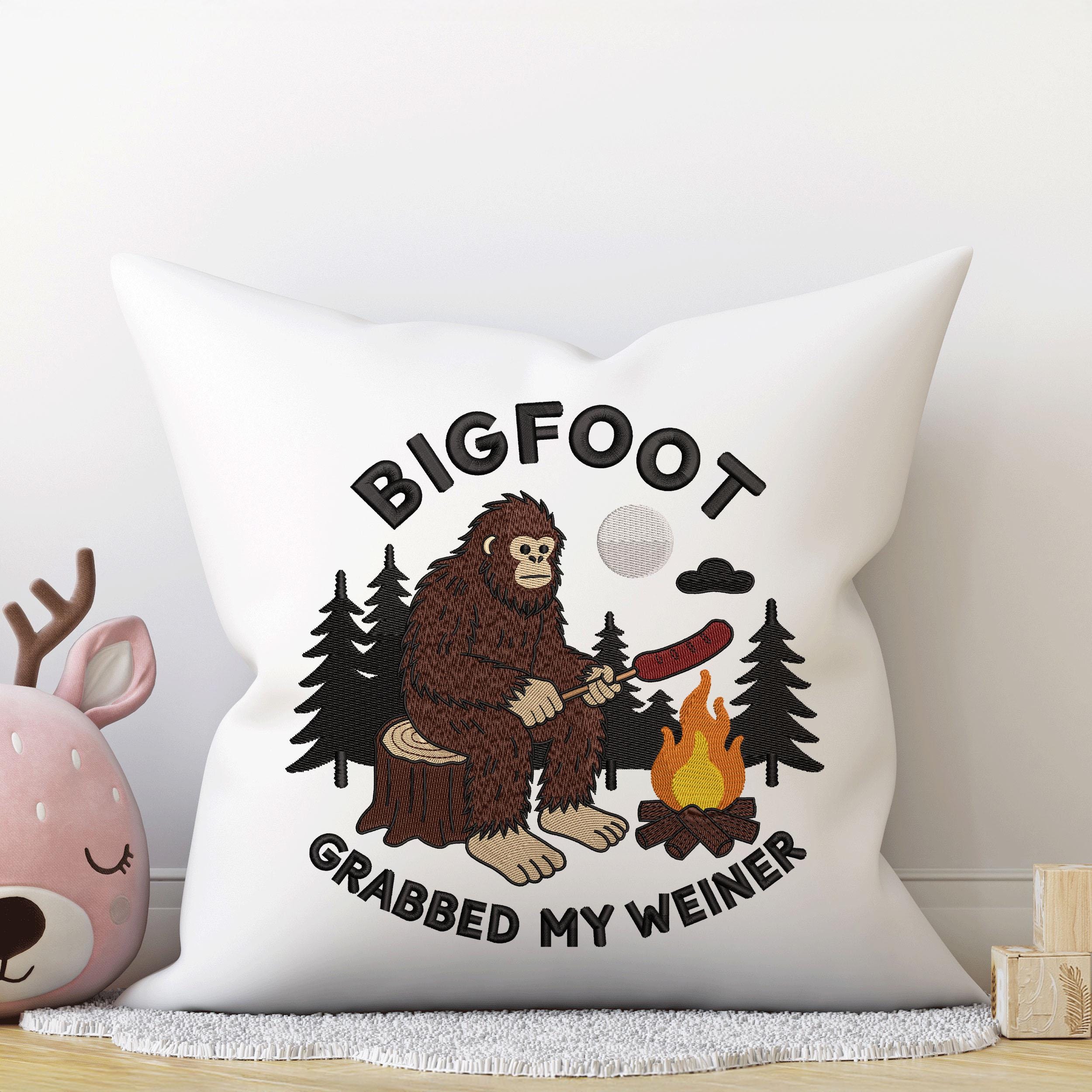 Bigfoot Grabbed My Wiener Embroidery Design, Funny Sasquatch Camping ...