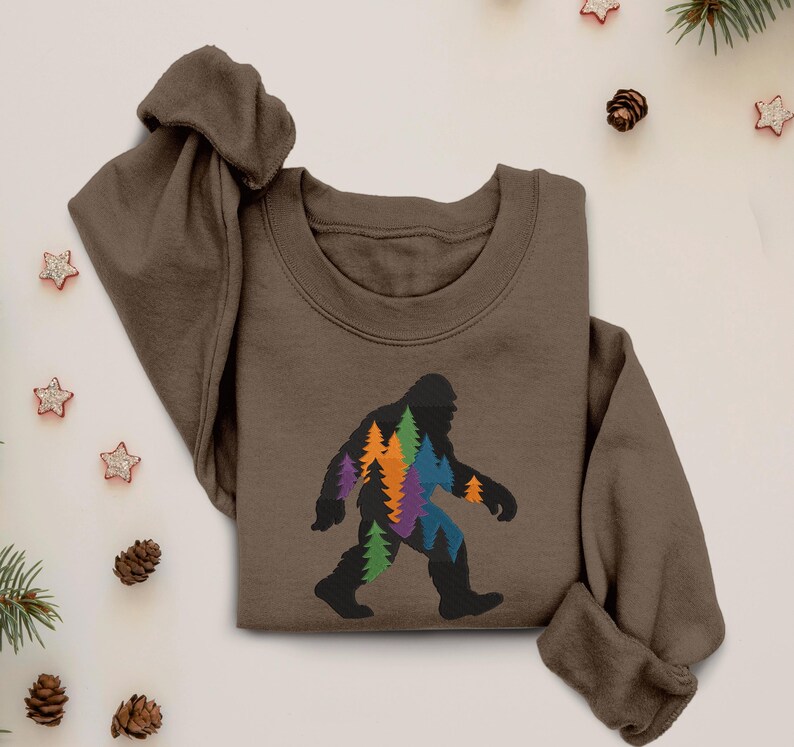 Bigfoot Forest Embroidery Design, Colorful Sasquatch Embroidery ...
