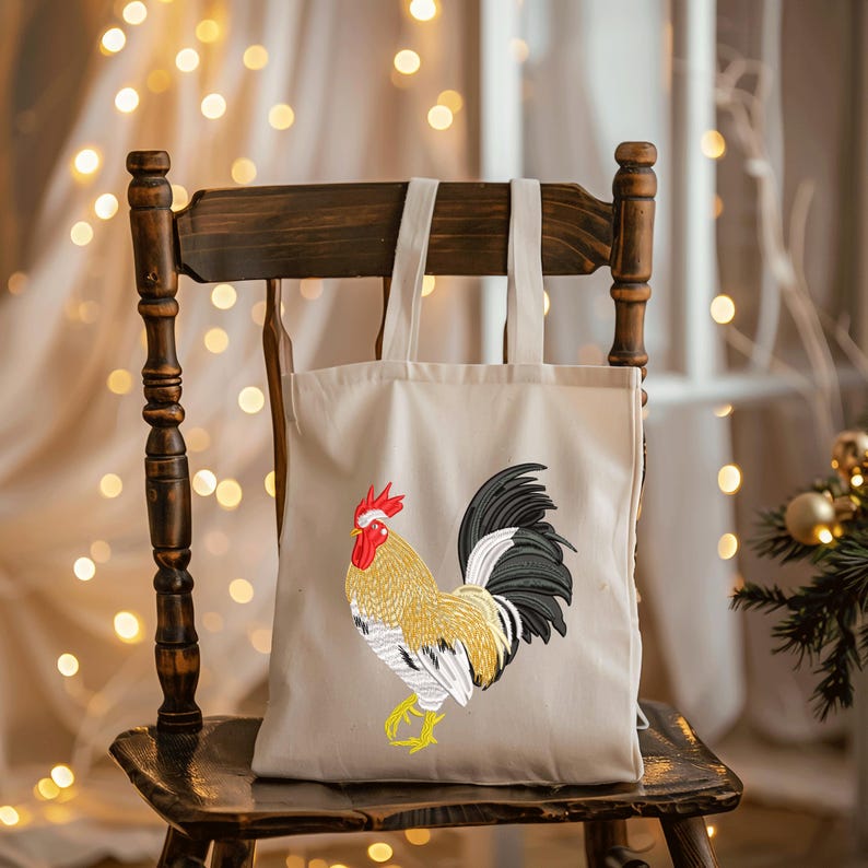 Rooster Embroidery Design, Rustic Chicken Embroidery Pattern, Country ...