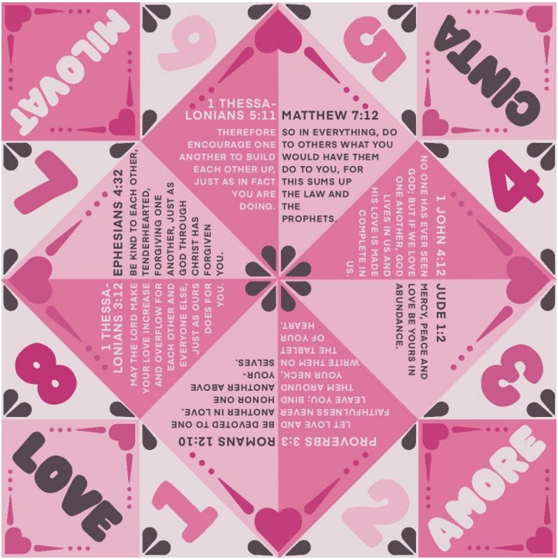 Gods Love Paper Fortune Teller, Valentines Day Cootie Catcher, Origami ...