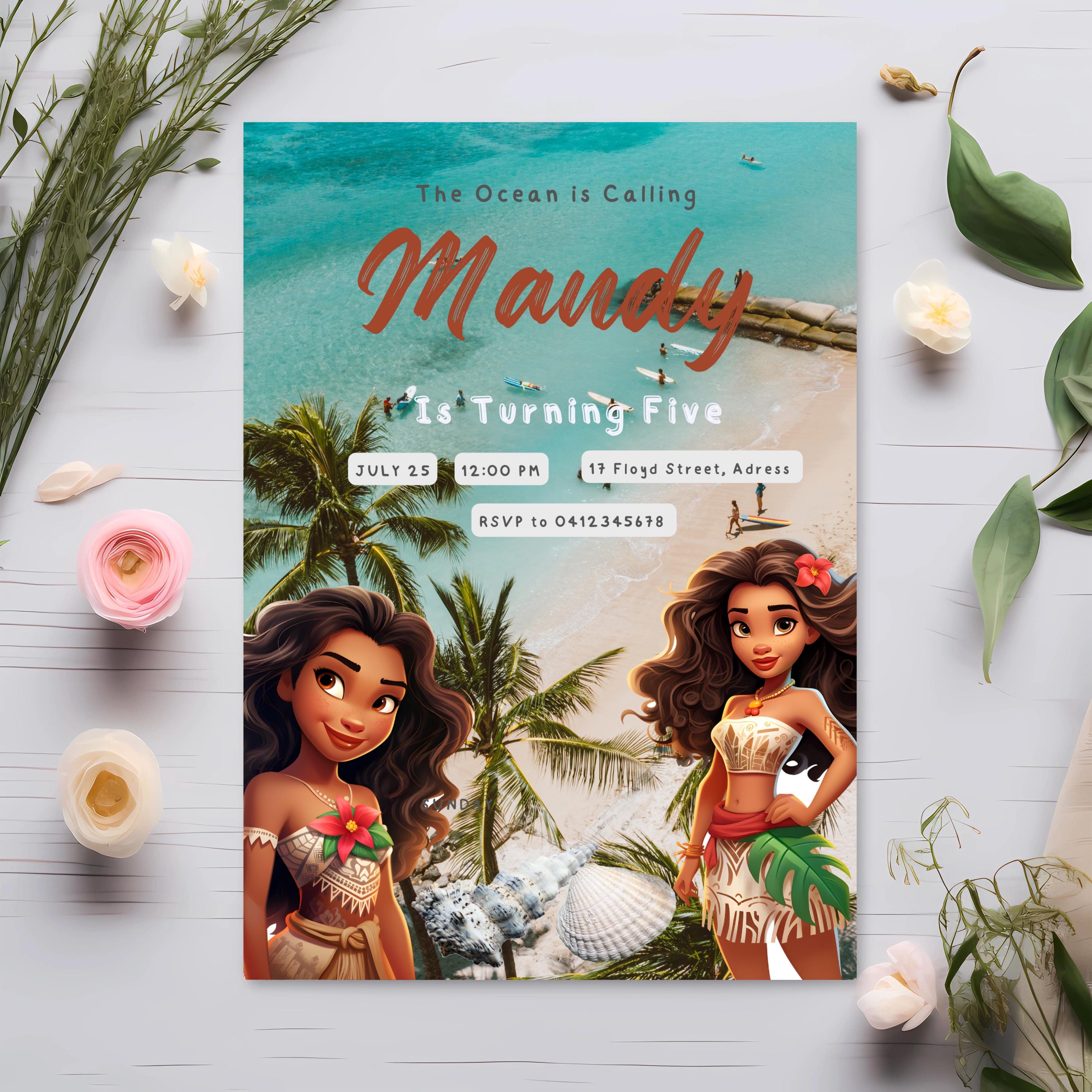 Moana Invitation Moana Birthday Party Moana Editable Invitation Moana ...