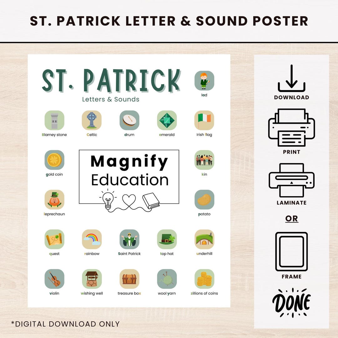 St. Patrick - Letter & Sound Poster - Etsy
