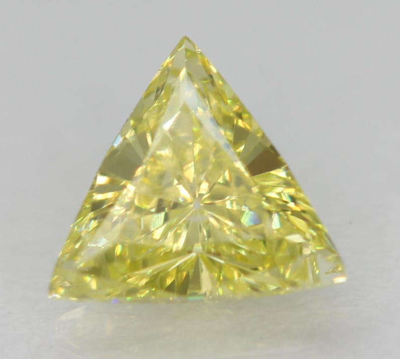 0.12 Carat Canary Yellow VS1 Triangle Enhanced Natural Mined Diamond 3 ...