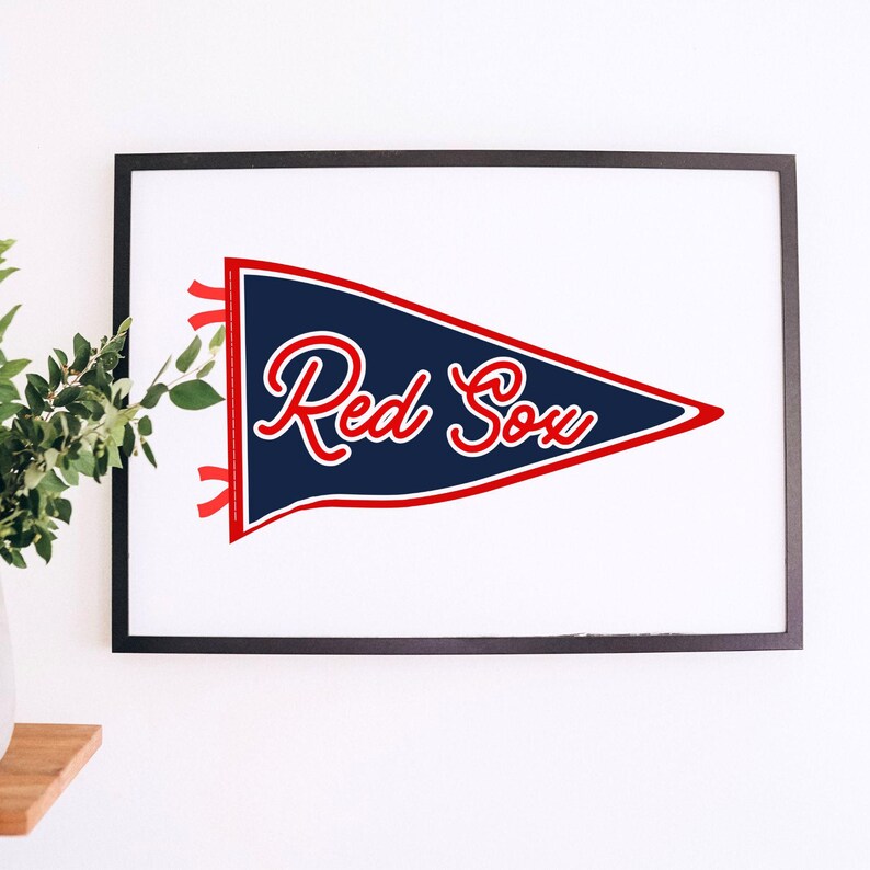 Boston Red Sox Pennant Flag Wall Art, Vintage Style Boston Fan Posters ...