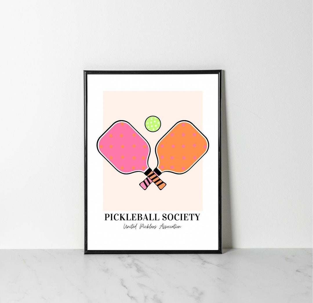 Pickleball Paddle Wall Art, Feminine Girly Pickleball Print, Pink and ...