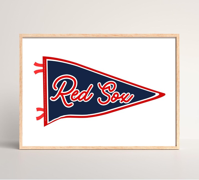 Boston Red Sox Pennant Flag Wall Art, Vintage Style Boston Fan Posters ...