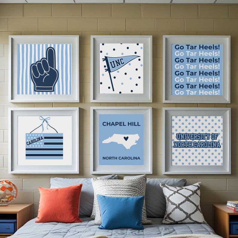Cute Girly UNC Dorm Room Posters, University of North Carolina Dorm ...