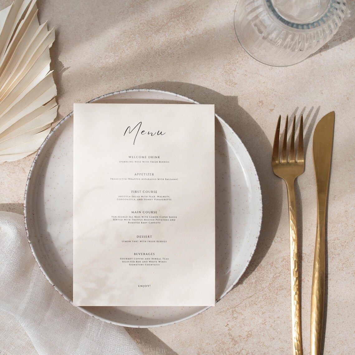 Minimalist Wedding Menu Template, Customizable Wedding Menu, Wedding ...