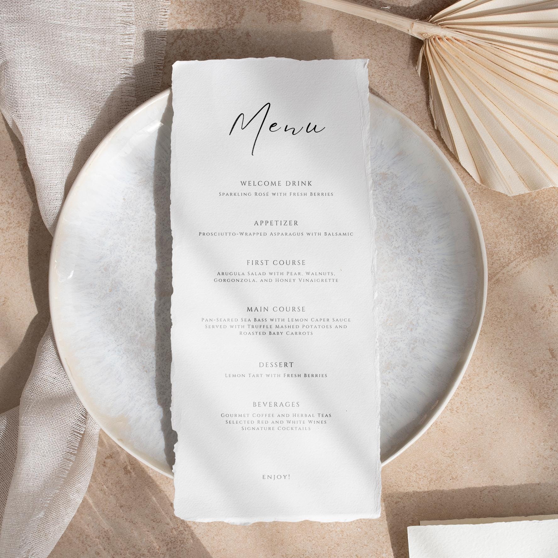 Minimalist Wedding Menu Template, Customizable Wedding Menu, Wedding ...