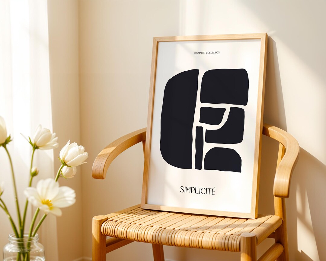 Organic Wall Art, Black Organic Shapes Poster, Abstract Print, Modern ...