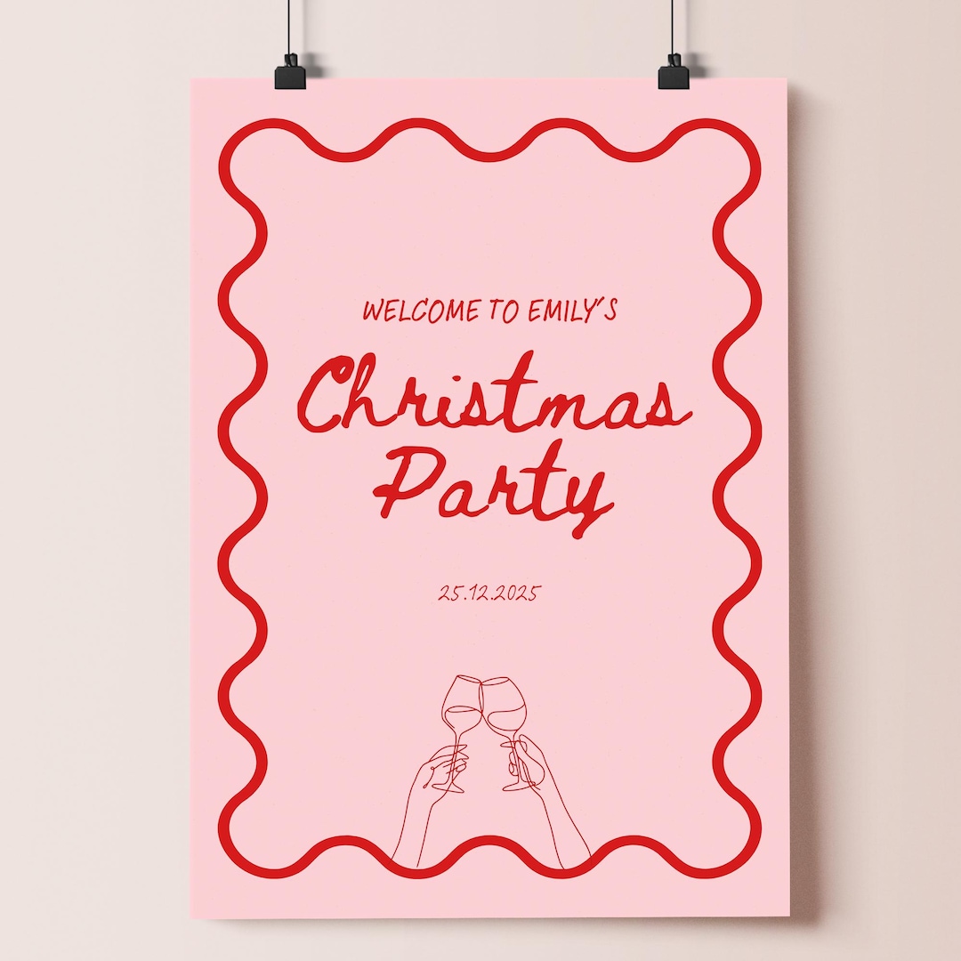 Wavy Red & Pink Christmas Welcome Board, Holiday Welcome Sign ...