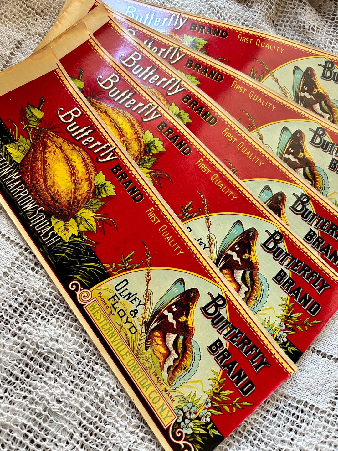 Vintage Butterfly Brand Squash Labels Lot of 5 for Junk Journal or ...