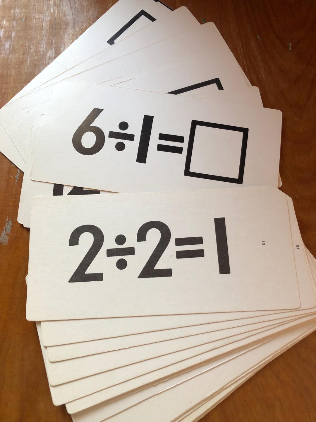 Dozen Vintage Division Flash Cards Math Flashcards for Junk Journal or ...