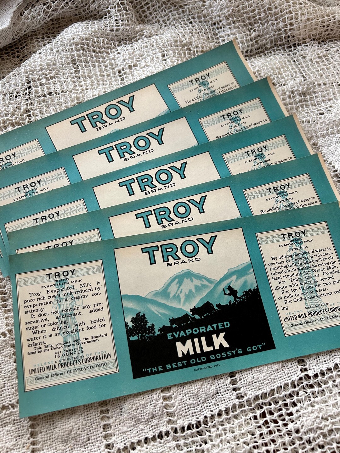 Vintage Troy Milk Labels Lot of 5 for Junk Journal or Collage - Etsy